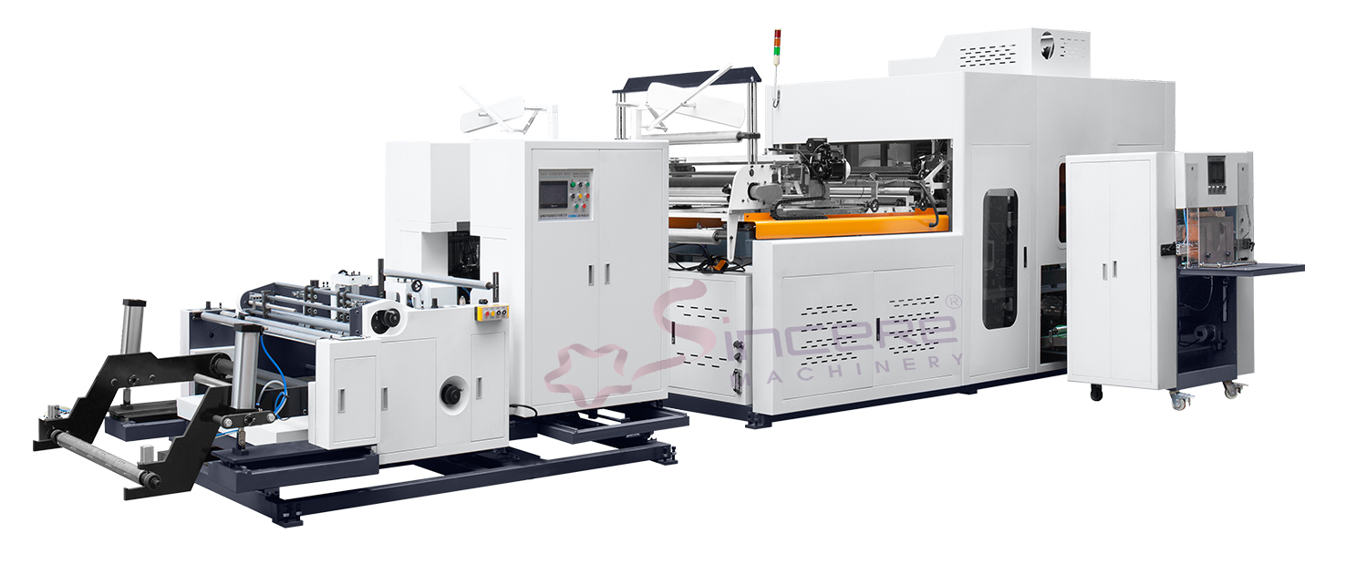 Automatic Non Woven Box Bag Making With Online Handle Attach Machine